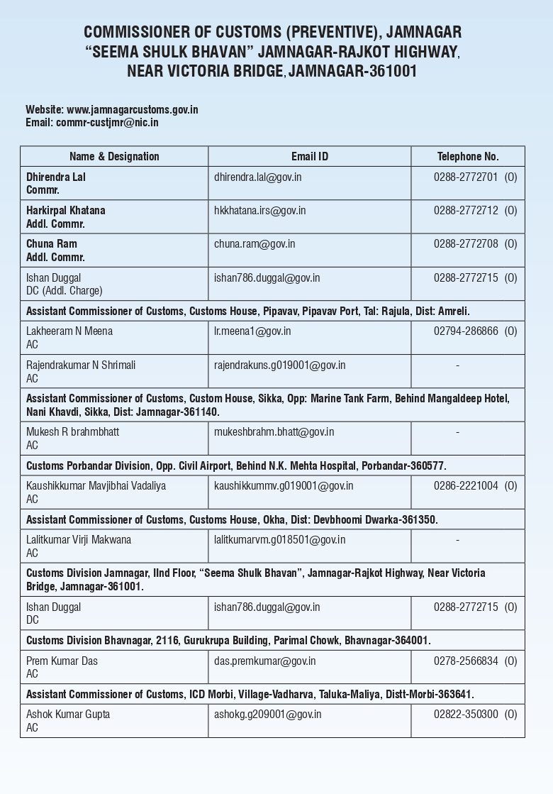Jamnagar Preventive Commissionerate - Ahmedabad Customs